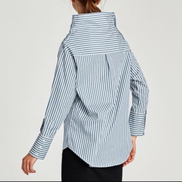 Zara | Tops | New Zara Convertible Top Blue White Stripe Small S | Poshmark